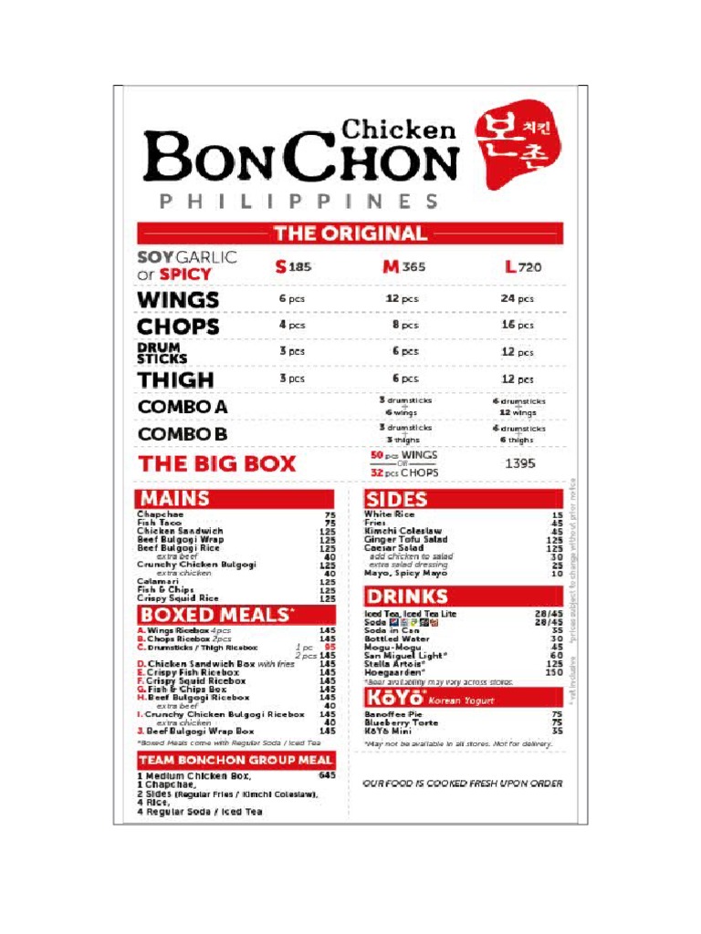 Bonchon Menu | PDF