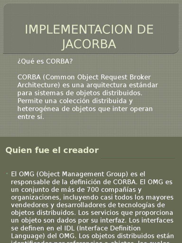 Jacorb | PDF | Arquitectura de agente de solicitud de objeto común | Protocolos de comunicaciones