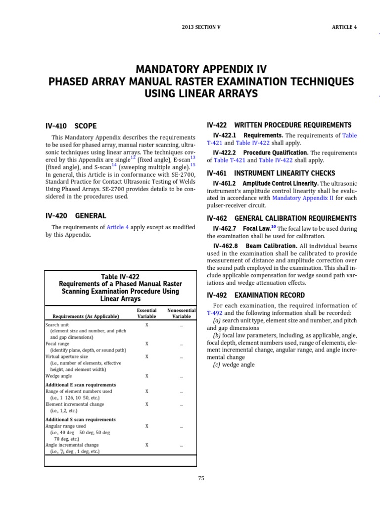 Requirements for Phased Array Manual Raster Scanning Ultrasonic ...
