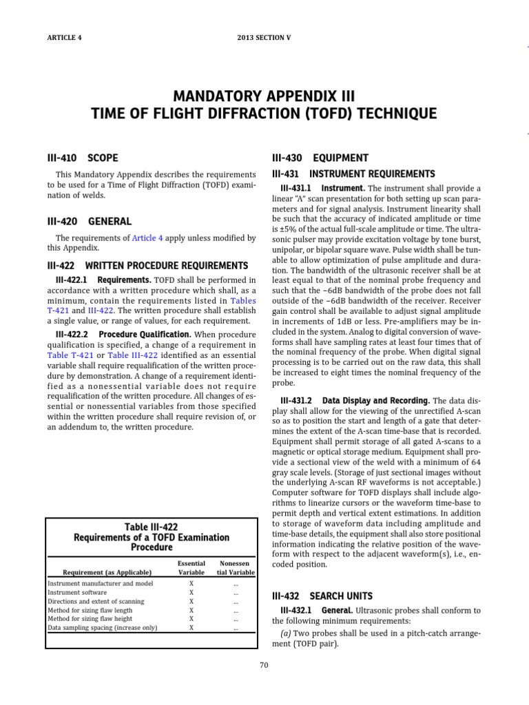 Time of Flight Diffraction (Tofd) Technique - Asme V | PDF | Bandwidth (Signal Processing ...