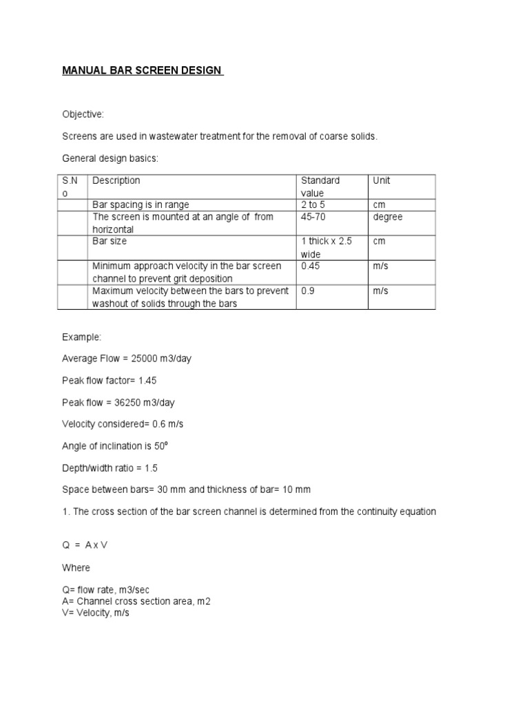 Bar Screen Design | PDF | Continuum Mechanics | Classical Mechanics