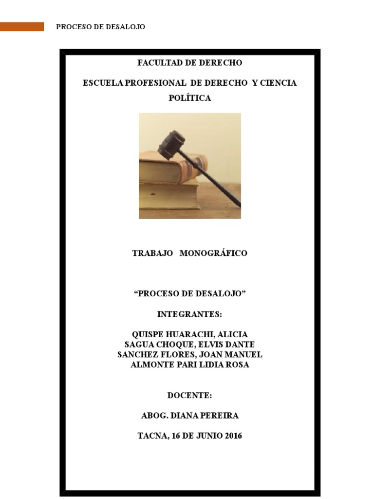 Proceso de Desalojo | PDF | Posesión (Ley) | Propiedad