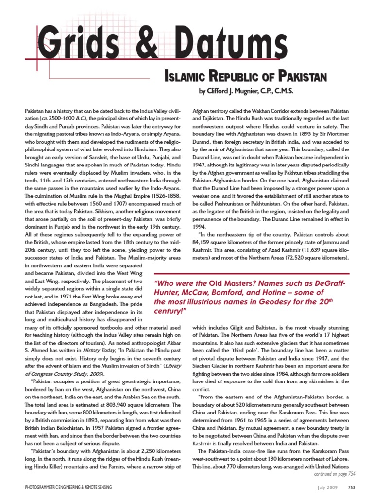 Grids & Datums: Slamic Epublic OF Akistan | Download Free PDF | Pakistan | South Asia