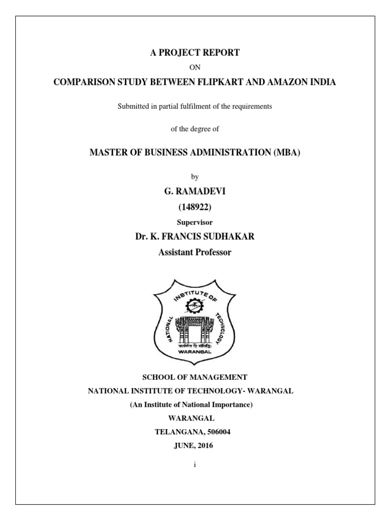 A Project Report Comparison Study Between Amazon and Flipkart | Amazon ...