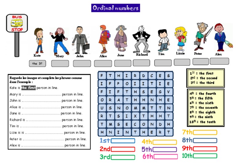 At The Bus Stop Ordinal Numbers | PDF