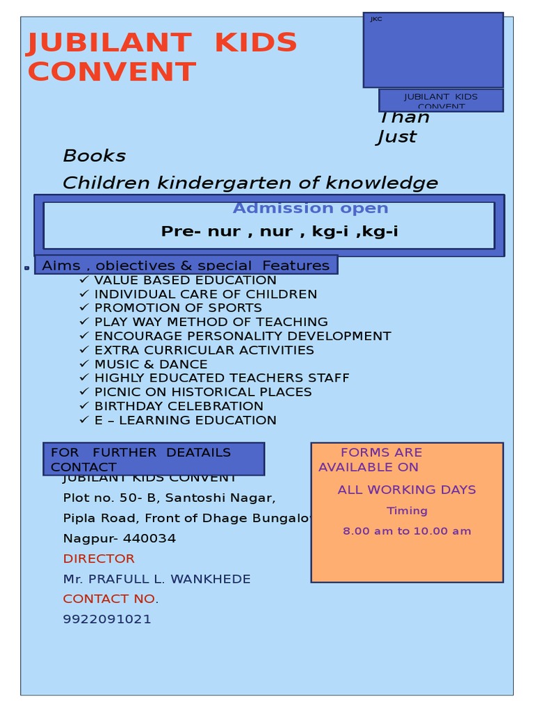 Jubilant Kids Convent: More Than Just Books Children Kindergarten of ...