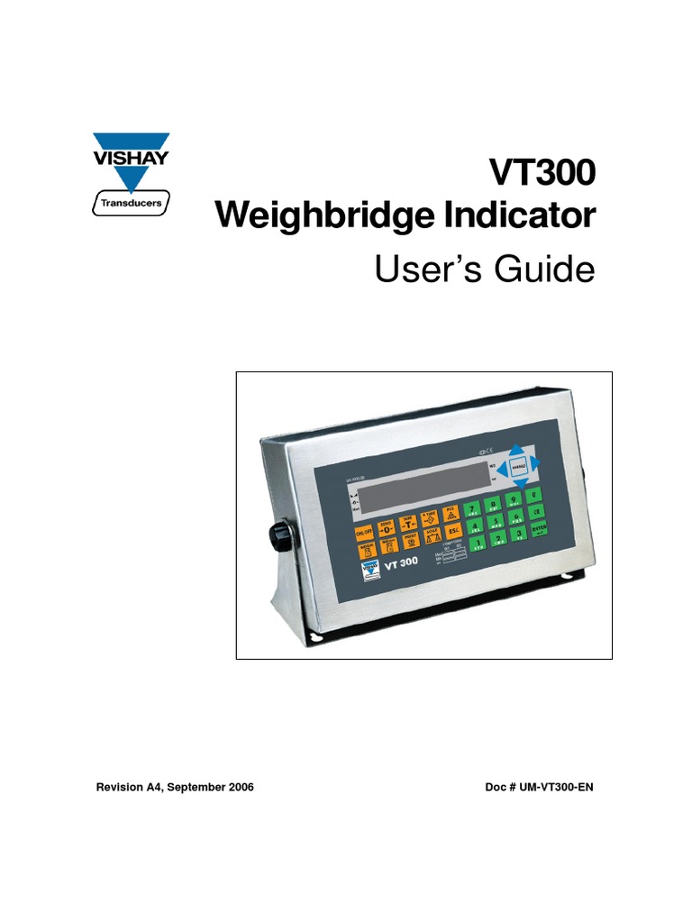 VT 300 - User's Guide | Download Free PDF | Weight | Calibration