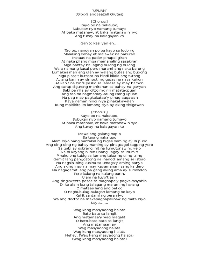 UPUAN Lyrics | PDF