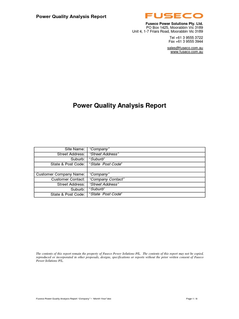 Power Quality Analysis Report | Download Free PDF | Ac Power | Electric ...