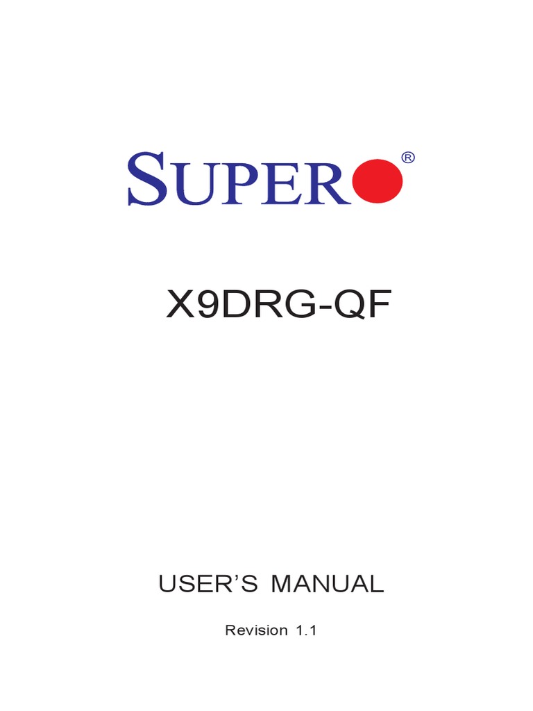X9Drg-Qf: User'S Manual | PDF | Electrostatic Discharge | Bios