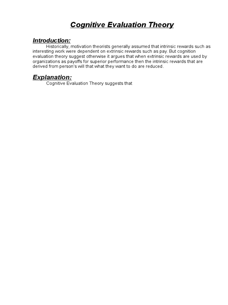 Cognitive Evaluation Theory: Explanation | PDF | Motivation | Motivational