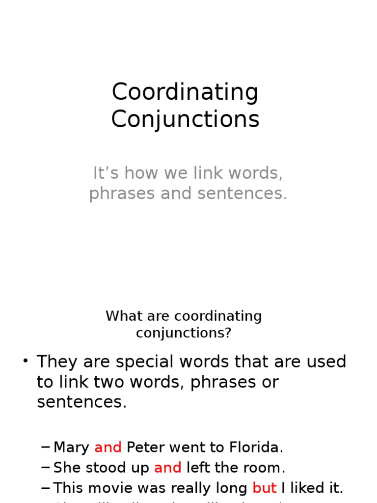 Coordinating Conjunctions | PDF | Phrase | Sentence (Linguistics)