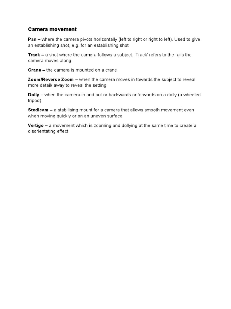 Camera Movement | PDF