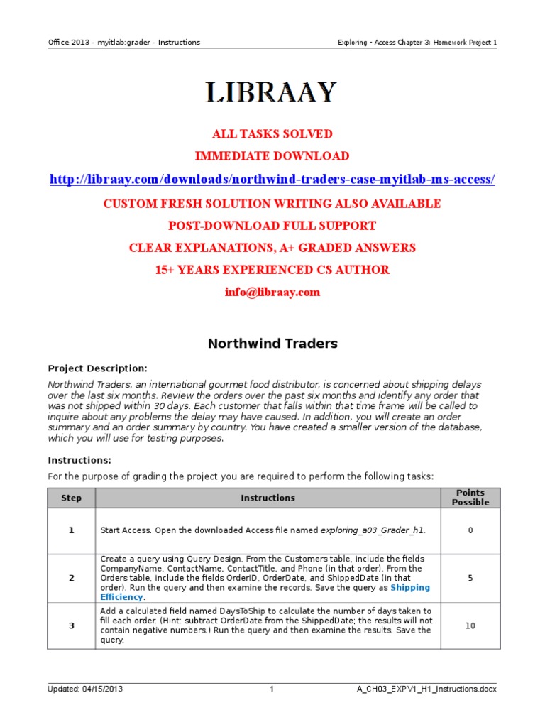 MyITLab Access Grader Northwind Traders Case Solution | PDF | Computing | Business