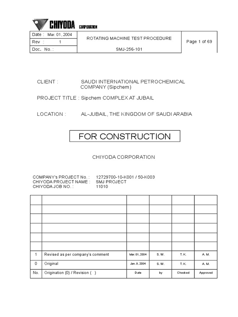 Machine Test Procedure | PDF | Bearing (Mechanical) | Pump