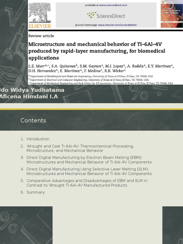 Microstucture and Mechanical Behavior of Ti-6Al-4V | PDF | Microstructure | Scanning Electron ...