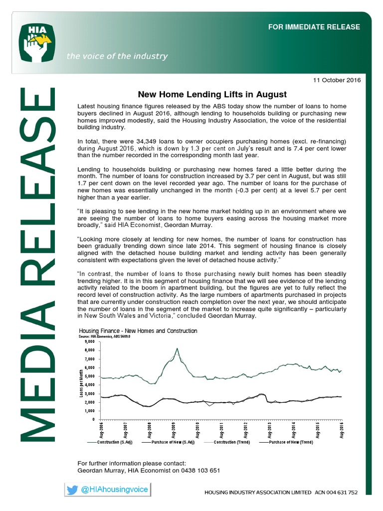 New Home Lending Trends in August 2016 | PDF | Finance & Money ...