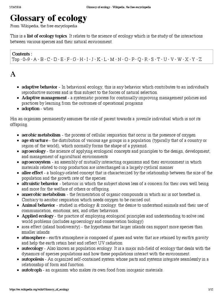 Glossary of Ecology | Ecology | Ecosystem
