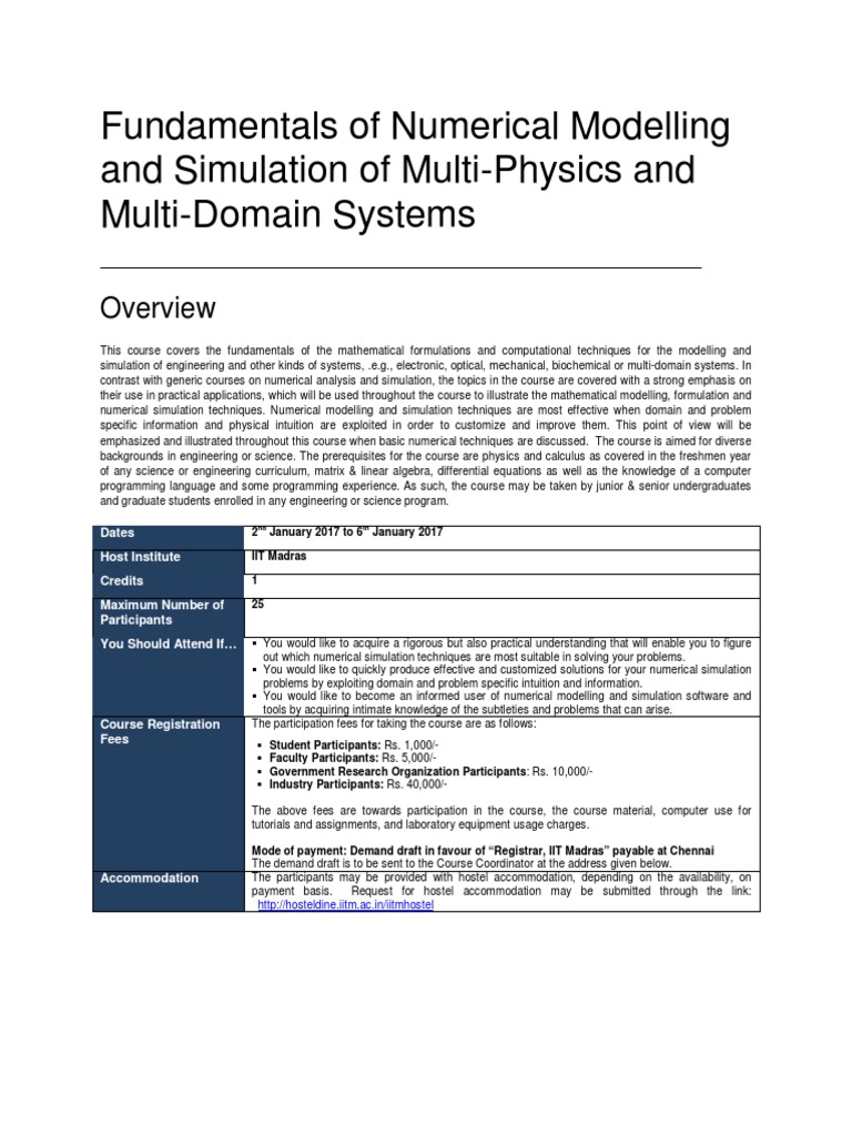 Fundamentals Of Numerical Modelling And Simulation Of Multi Physics And Multi Domain Systems 0797