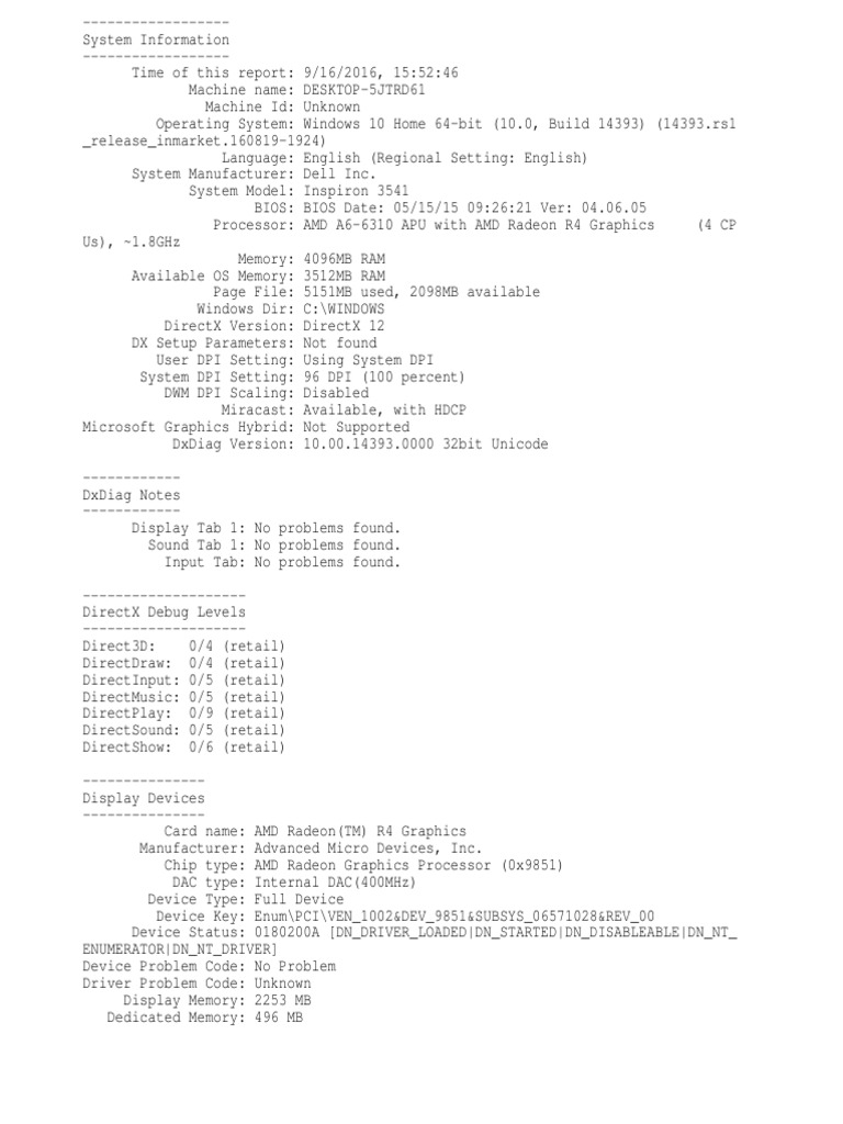 DX Diag | PDF | Codec | Device Driver