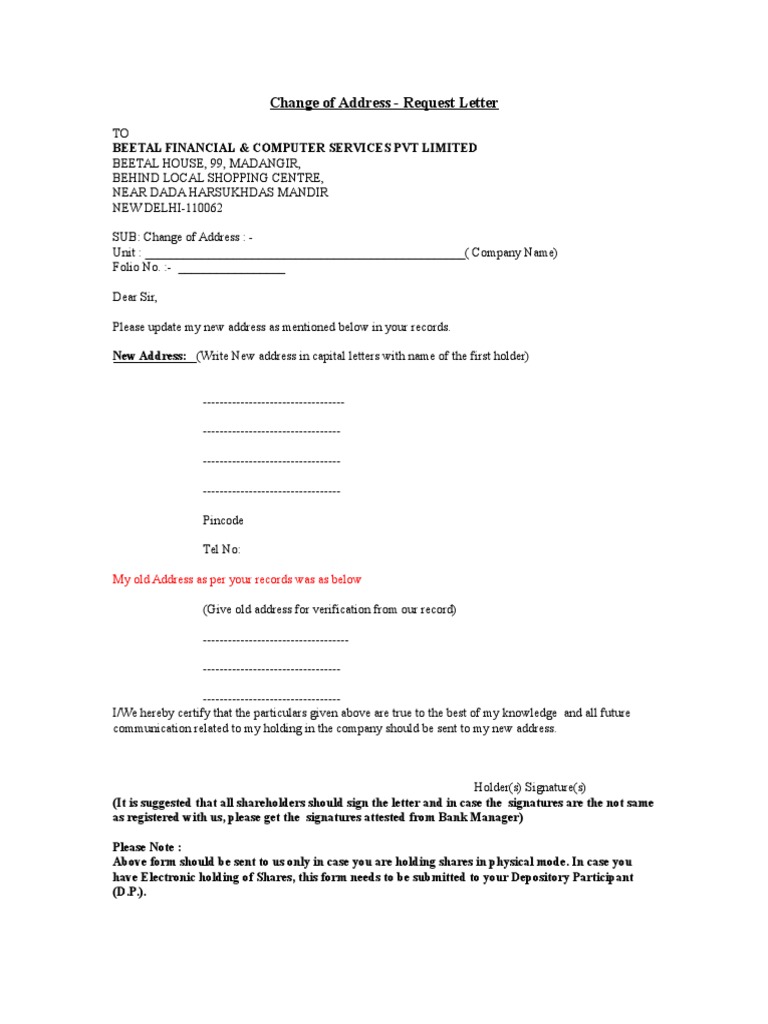 Change of Address | PDF