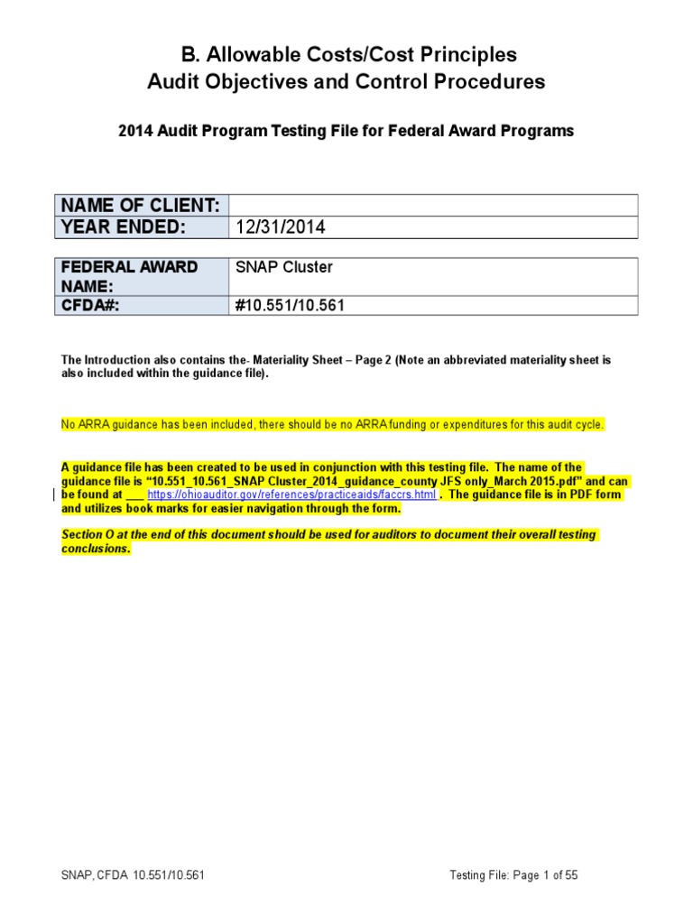 2014 Audit Program | PDF | Audit | Accounting And Audit