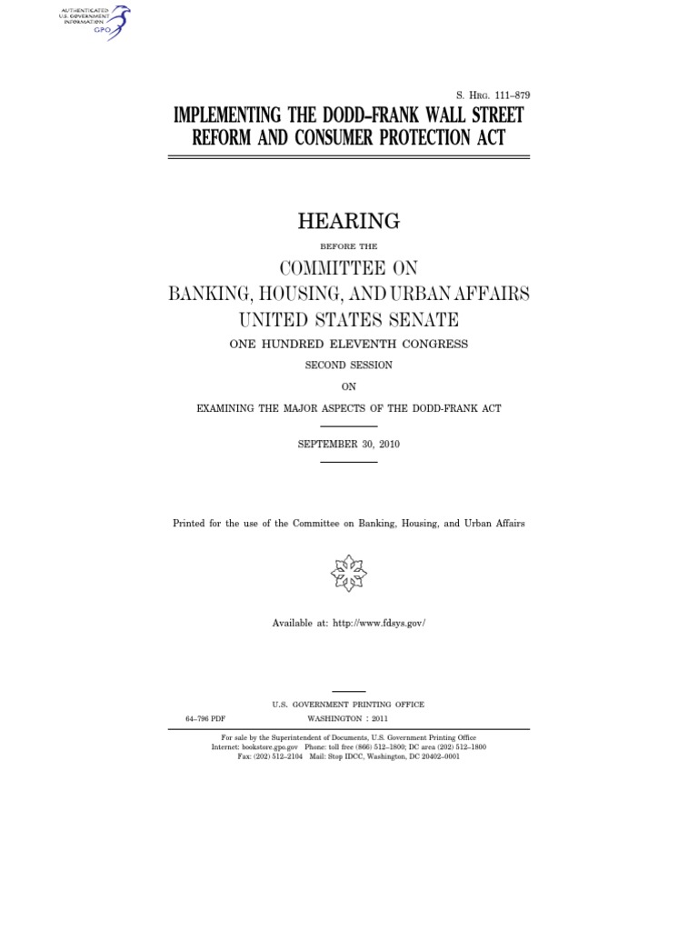 Senate Hearing, 111TH Congress - Implementing The Dodd-Frank Wall ...