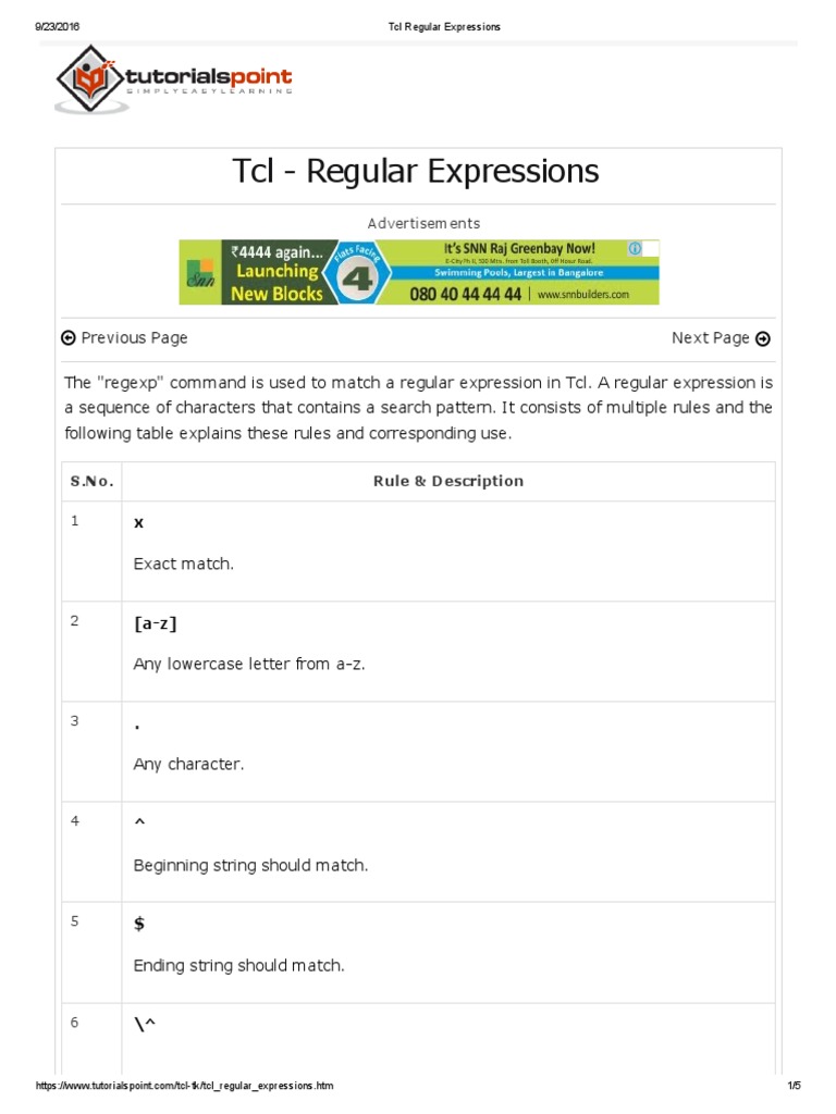 TCL Regular Expressions | PDF | Regular Expression | Software Development