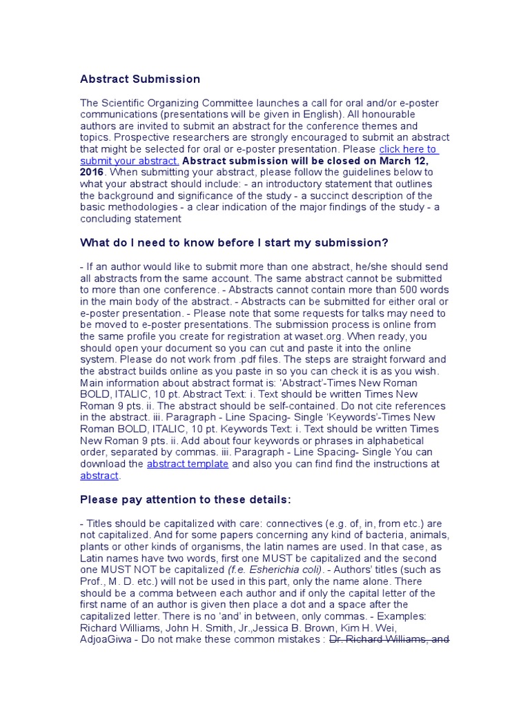 Abstract Submission: Click Here To Submit Your Abstract | PDF ...