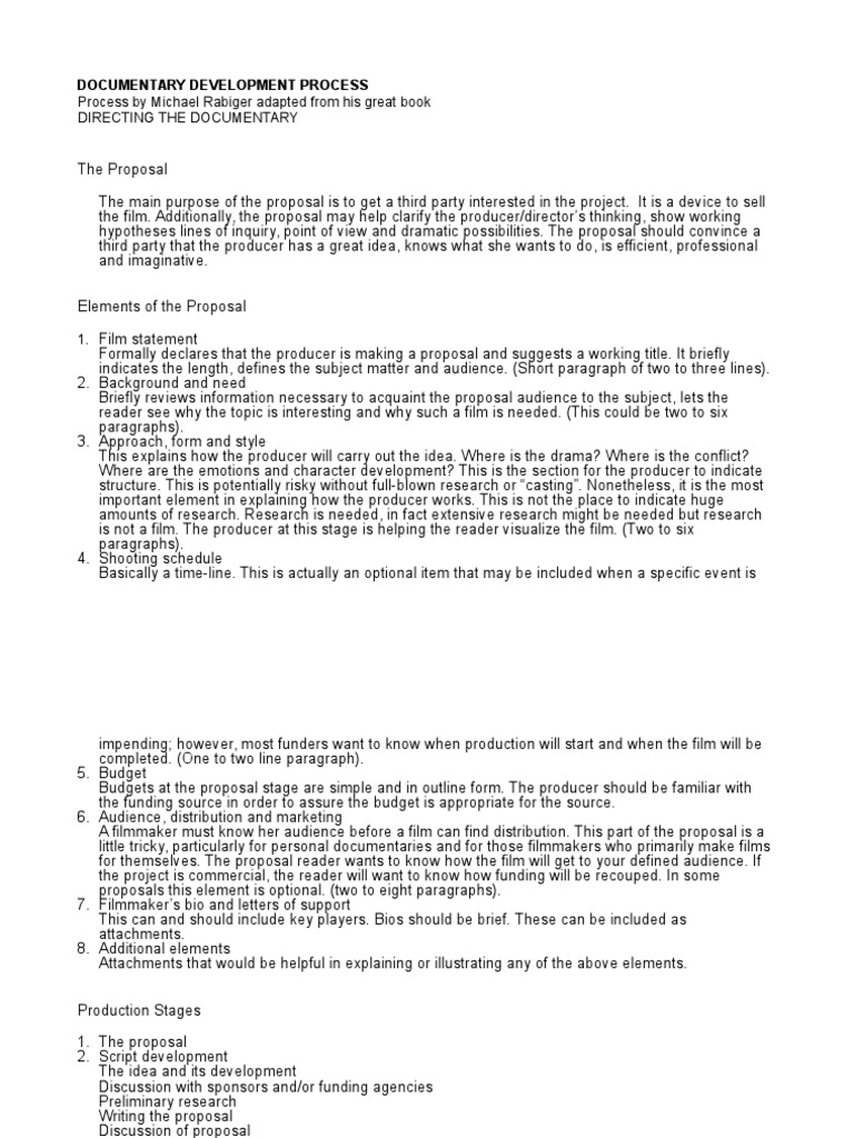 Process by Michael Rabiger Adapted From His Great Book Directing The ...