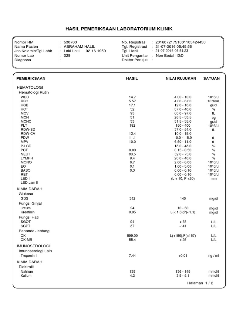 Hasil Lab Stemi | PDF