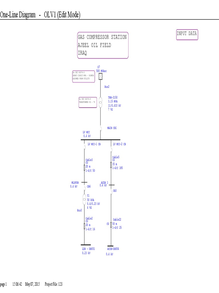 One-Line Diagram - OLV1 (Edit Mode) : Gas Compressor Station Ajeel Oil ...