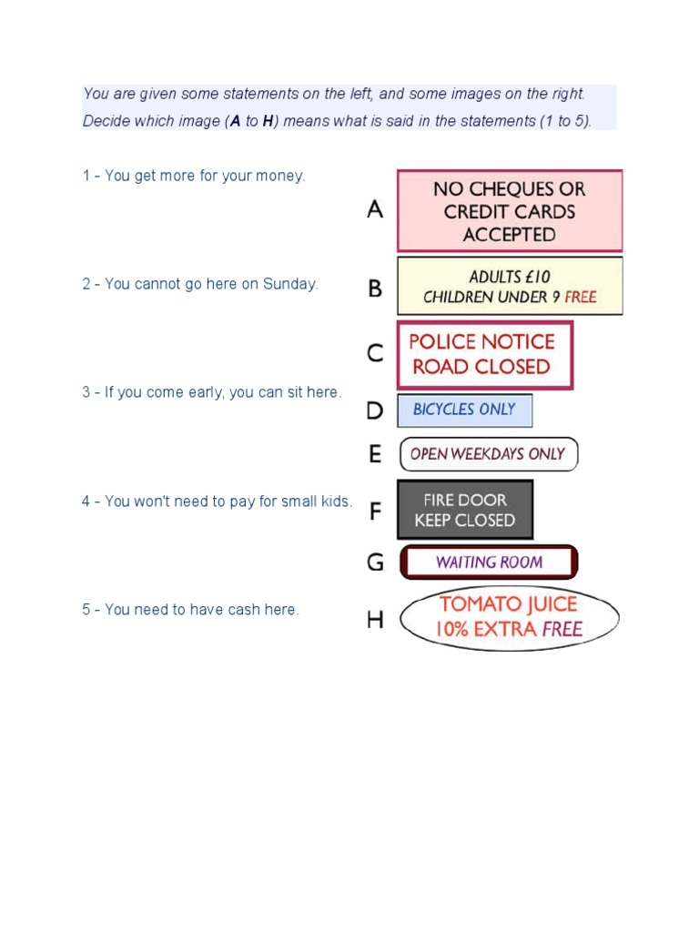 Ket Reading and Writing Part 1 | PDF