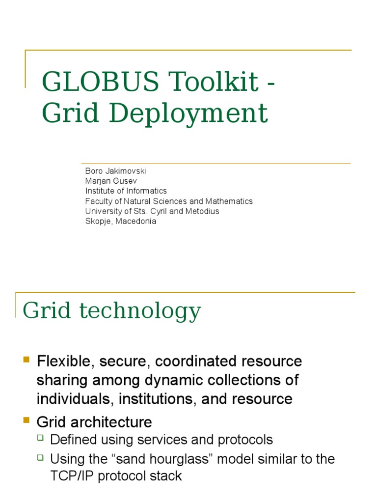 Globus Toolkit Grid Deployment Pdf Grid Computing Proxy Server 