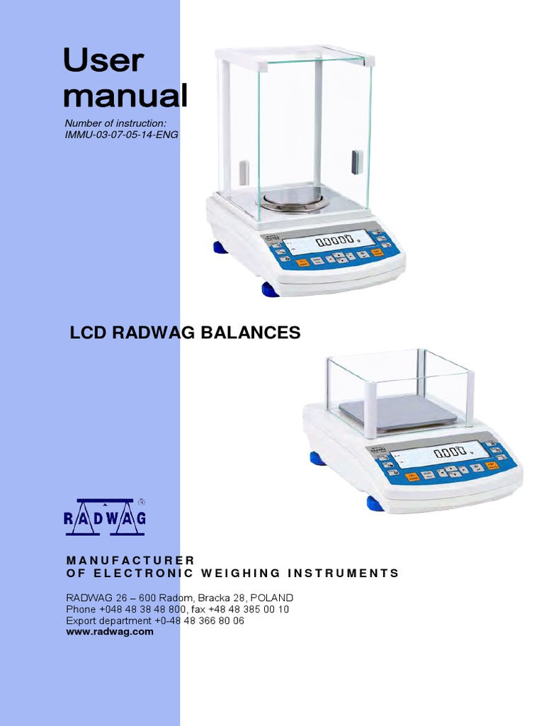 Radwag Balance User Manual | PDF | Mode (Statistics) | Weight