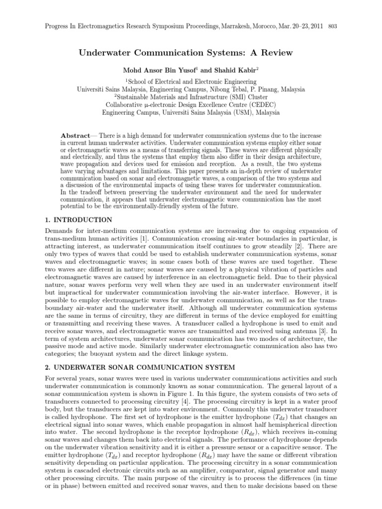 Underwater Communication Systems: A Review: DX DX | PDF | Sonar ...