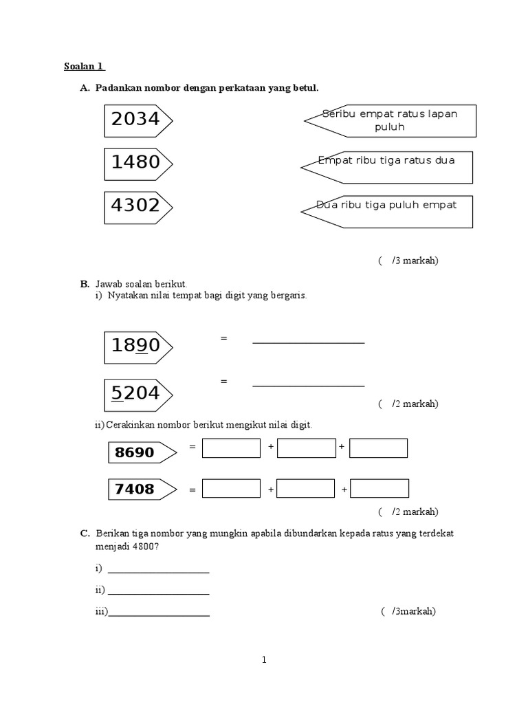 Exam Math Tahun3 | PDF