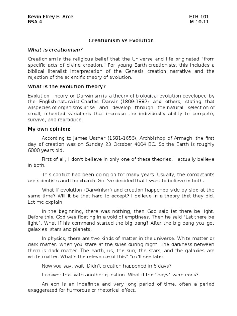 Creationism Vs Evolution | PDF | Creationism | Ape