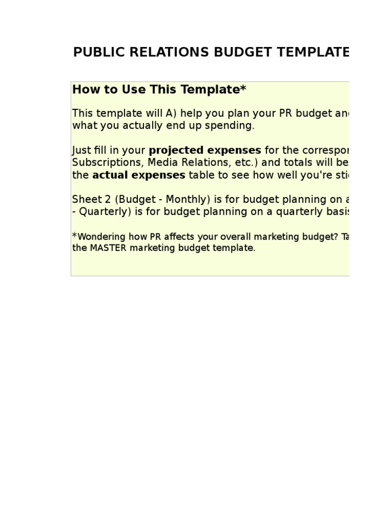 5) Public Relations Budget Template | Download Free PDF | Promotion And ...