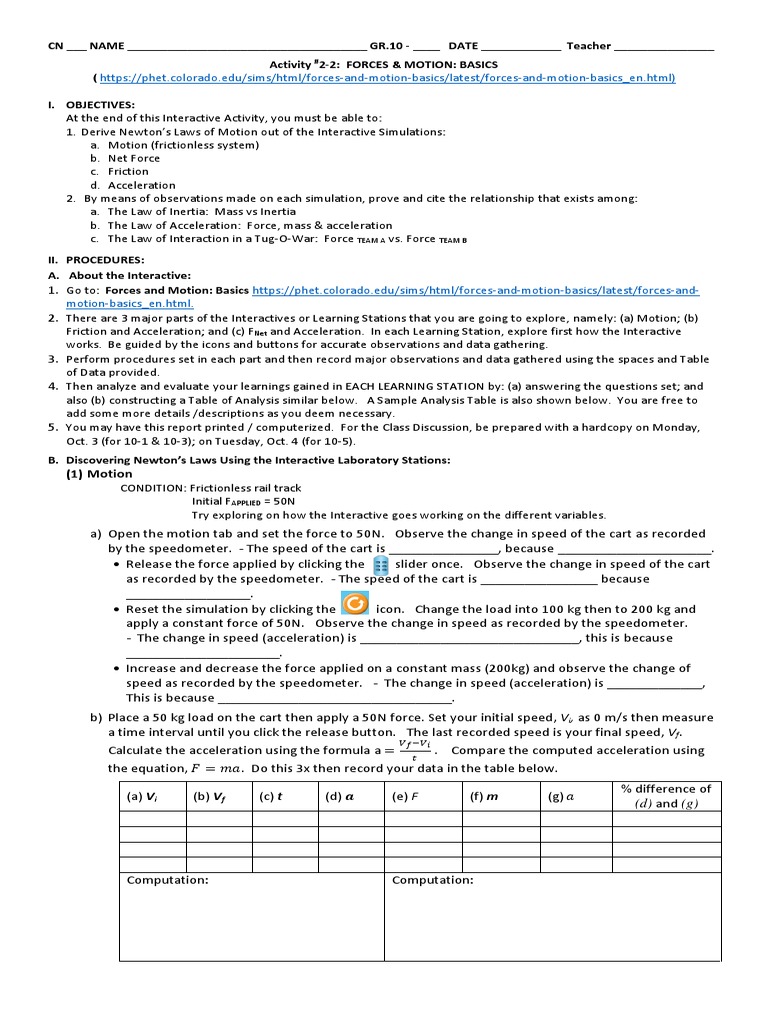 Forces Motion Basics | PDF | Newton's Laws Of Motion | Force
