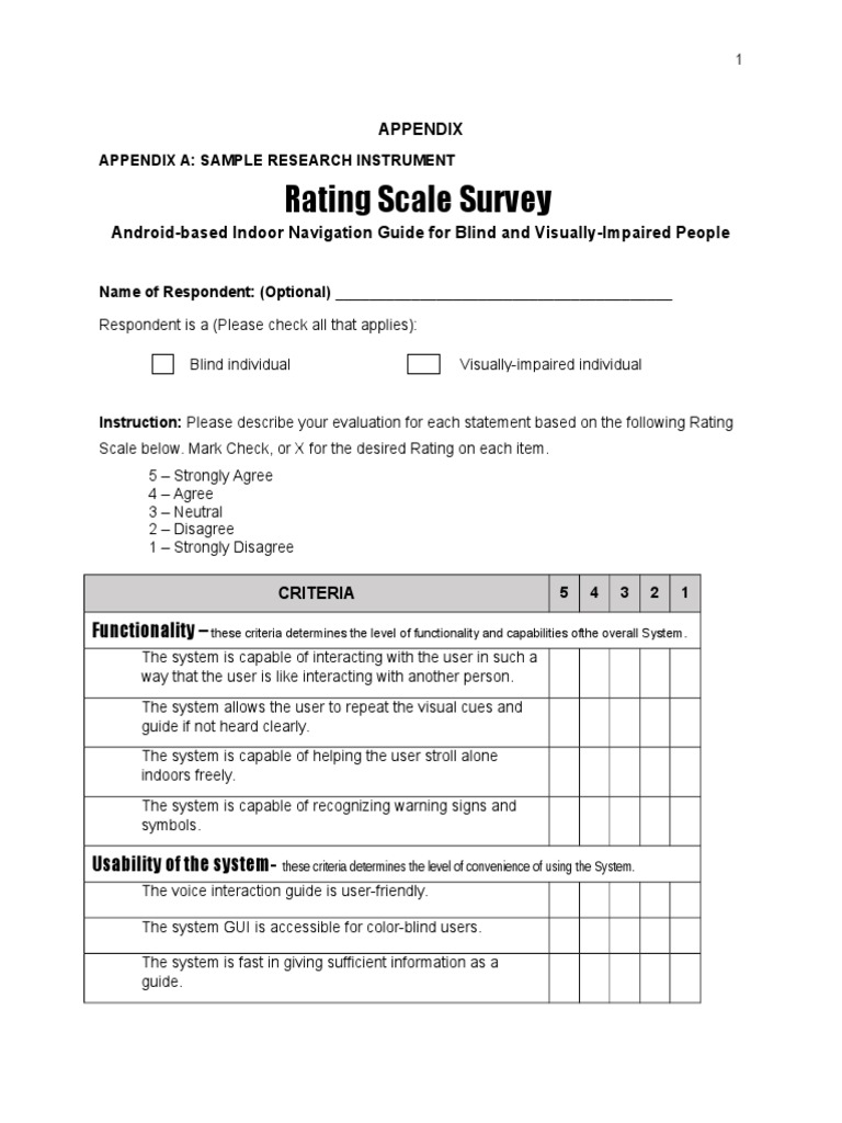 Rating Scale Survey: Appendix | PDF
