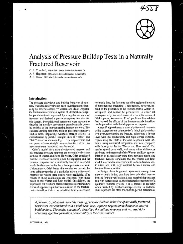 Analysis of Pressure Buildup Tests in A Naturally Fractured Reservoir ...