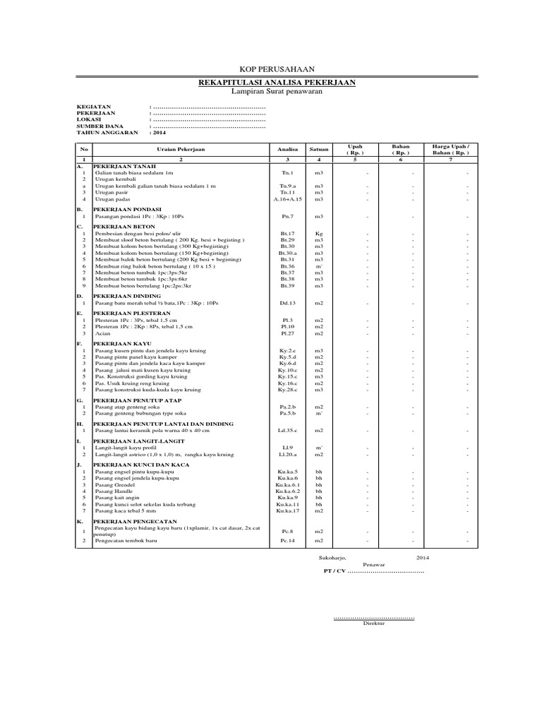 Contoh Analisa Pekerjaan - 6 | PDF