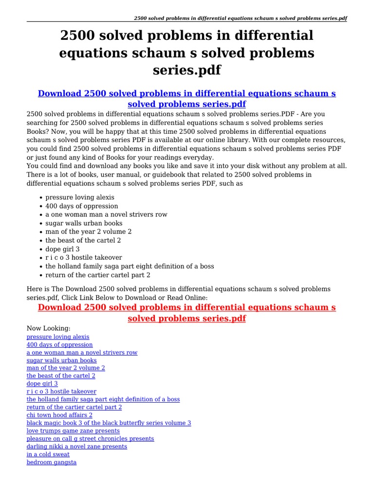 2500 Solved Problems in Differential Equations Schaum S Solved Problems Series | PDF | Poetry