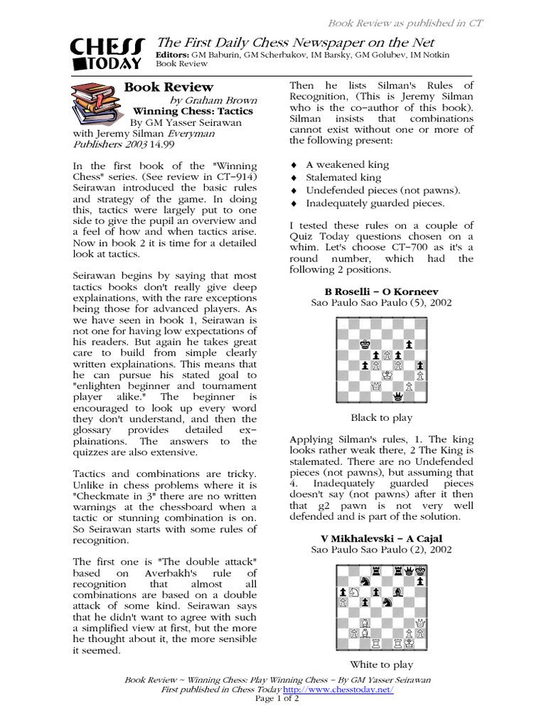 Yasser Seirawan - Winning Chess Tactics | PDF