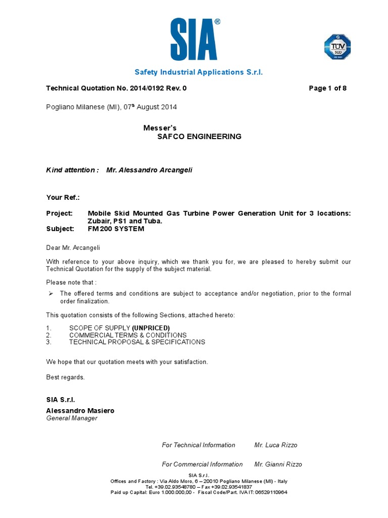 2014-0192 QTN r.0 - Technical Quotation | PDF | Pipe (Fluid Conveyance ...