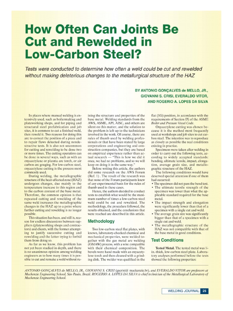 Welding Journal - February 2012 - How Often Can Joints Be Cu and Re ...