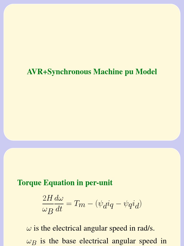 AVR+Synchronous Machine Pu Model | PDF | Technology & Engineering