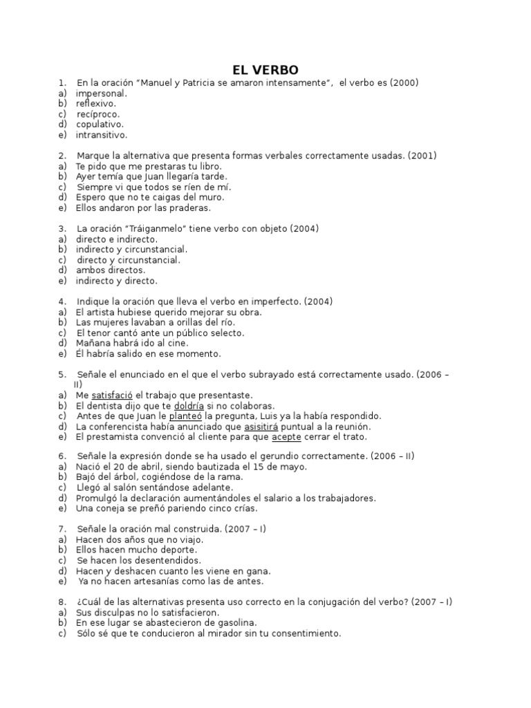 El Verbo Examen | Verbo | Semántica