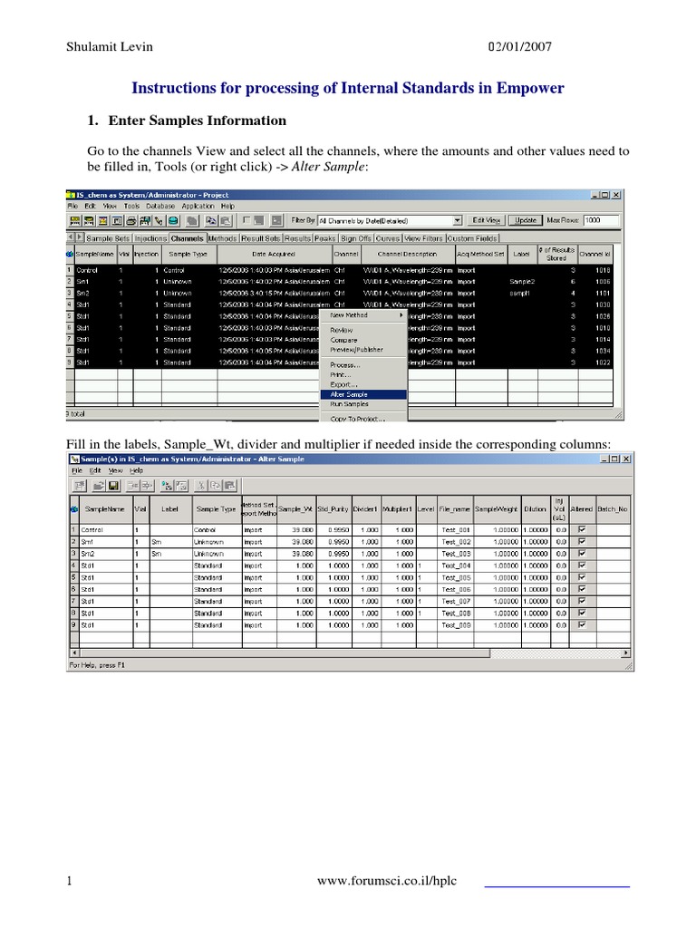 Instructions for Processing Internal Standards in Empower: A Step-by ...